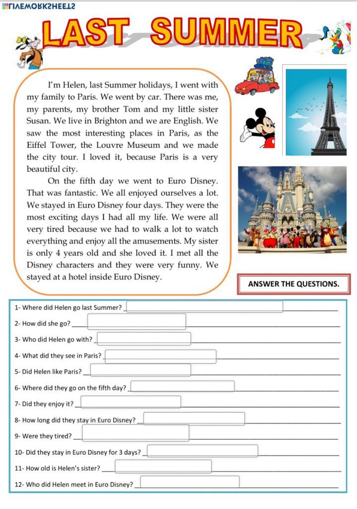 Reading Comprehension LiveWorksheets